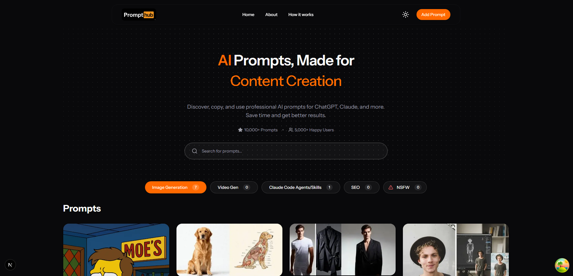 Prompt Hub - Free AI Prompts for ChatGPT, Claude & More